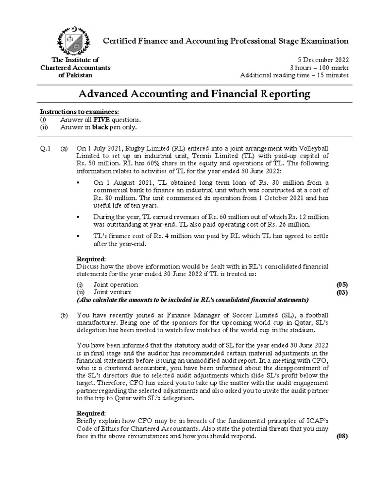 CFAP 1 AFR Winter 2022 | PDF