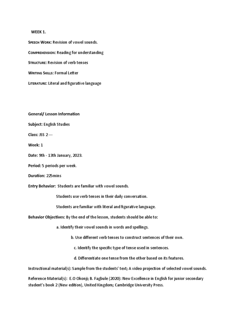 Jss 2 - Week 1 - 2nd Term | PDF Jss 2 - Week 1 - 2nd Term | PDF