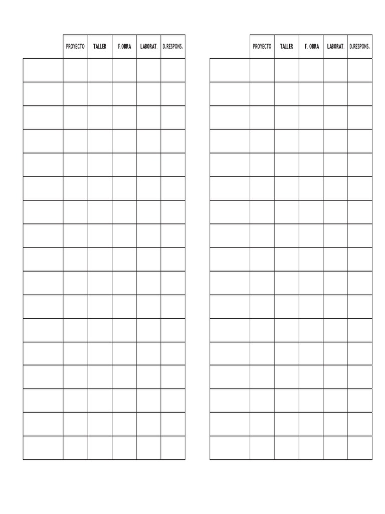 Tabla Control Proyectos PDF | PDF