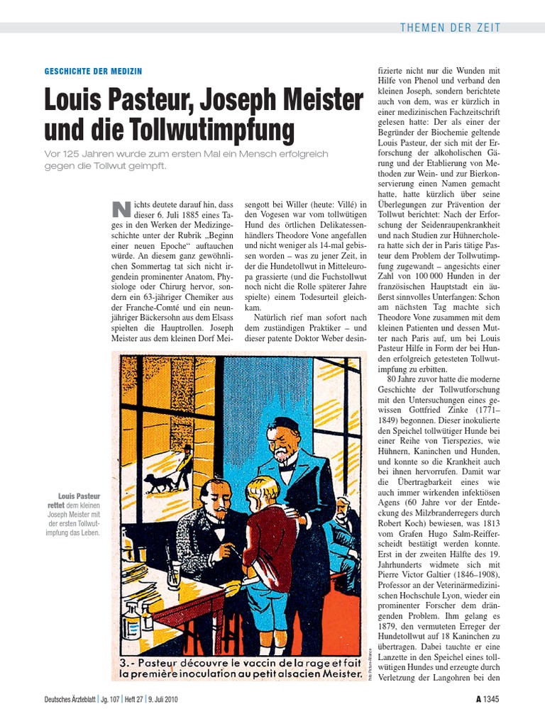 Louis Pasteur, Joseph Meister Und Die Tollwutimpfung | PDF