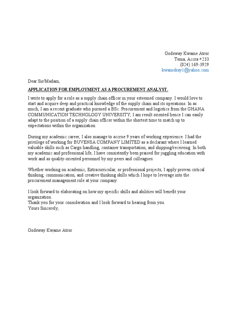 Cover Letter-Procurement | PDF