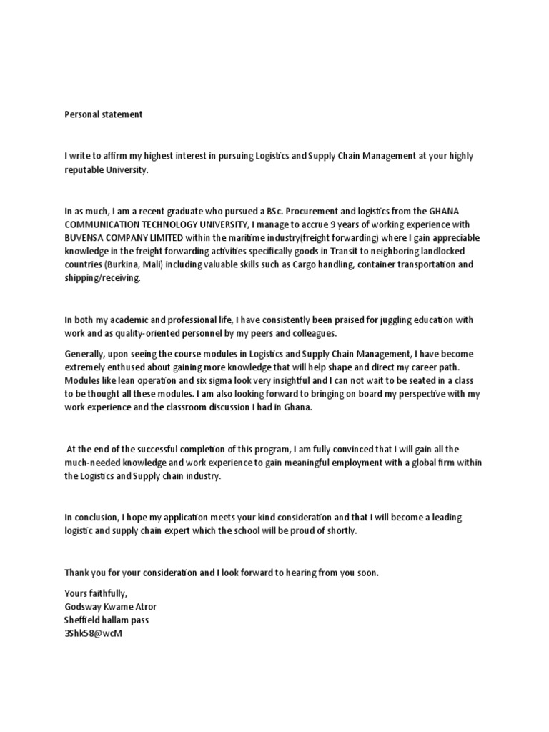 Personal Statement | PDF | Career & Growth