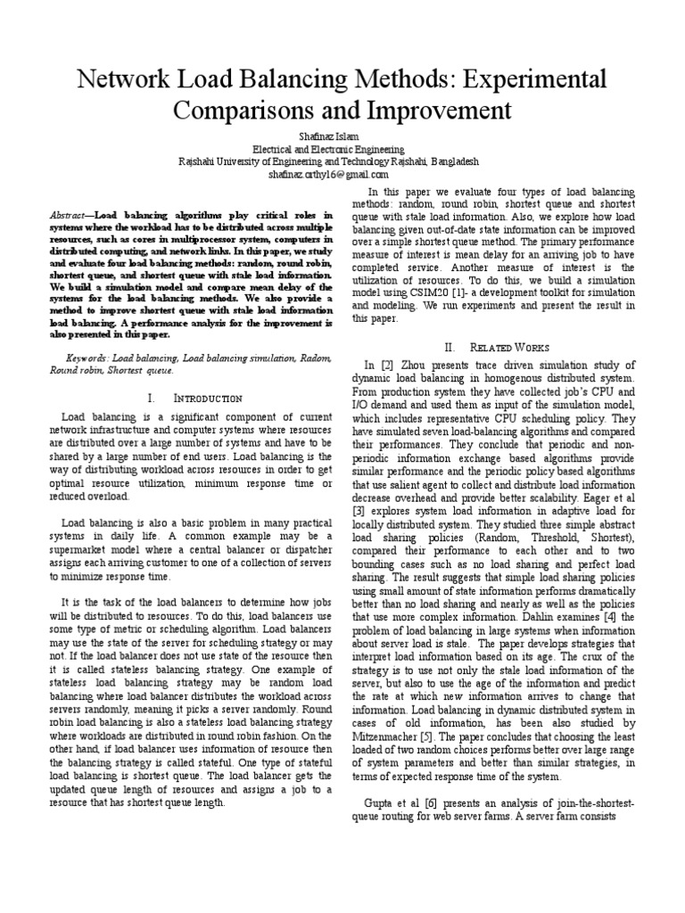 Analysis of Load Balancing Methods Using Simulation: A Comparison of Random, Round Robin ...