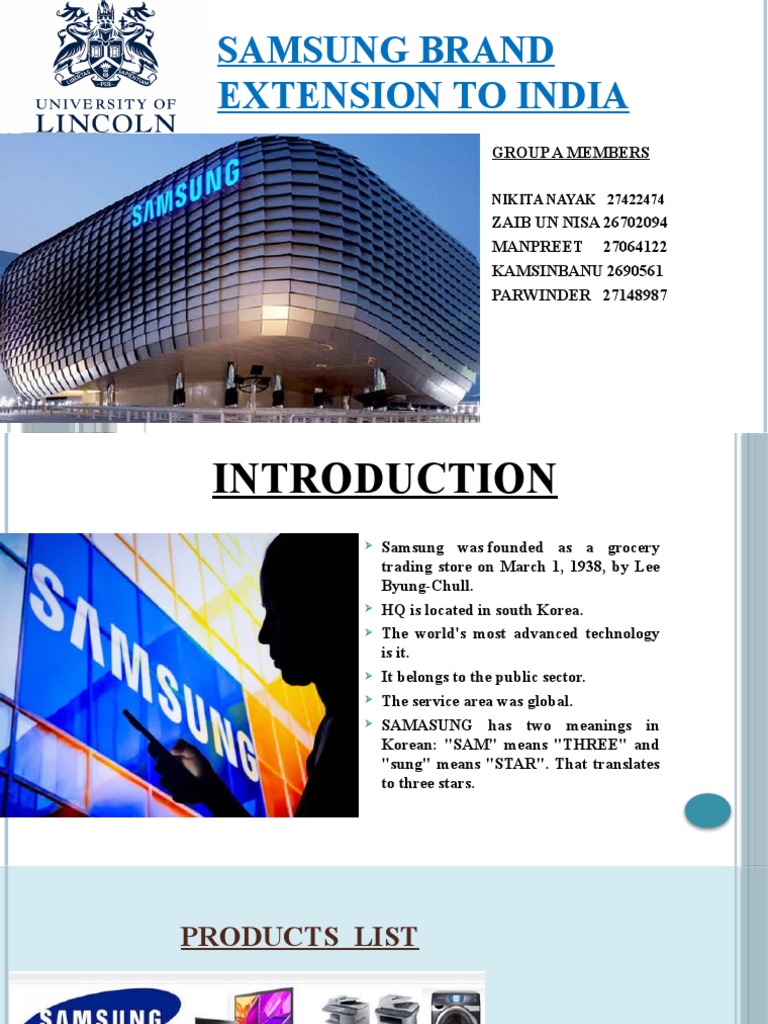 SAMSUNG BRAND EXTENSION TO INDIA.pptx | PDF
