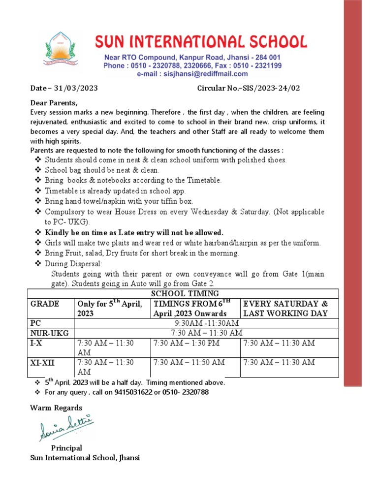 School Opening Day Guidelines 2023 | PDF