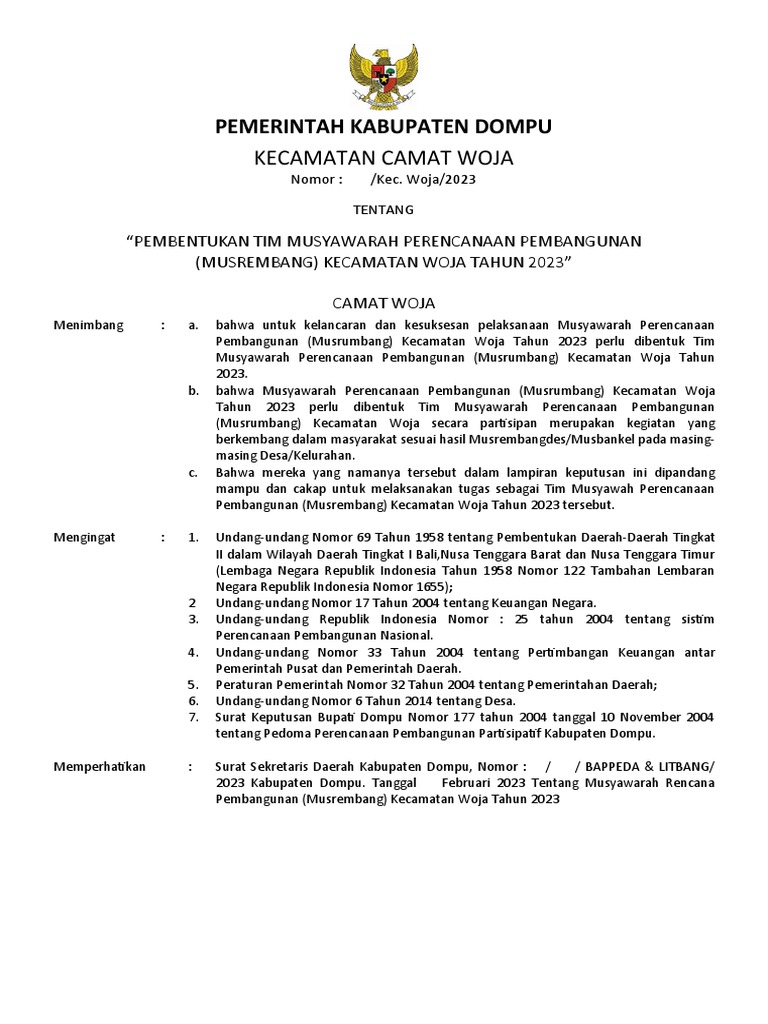Surat Keputusan Musrenbang | PDF