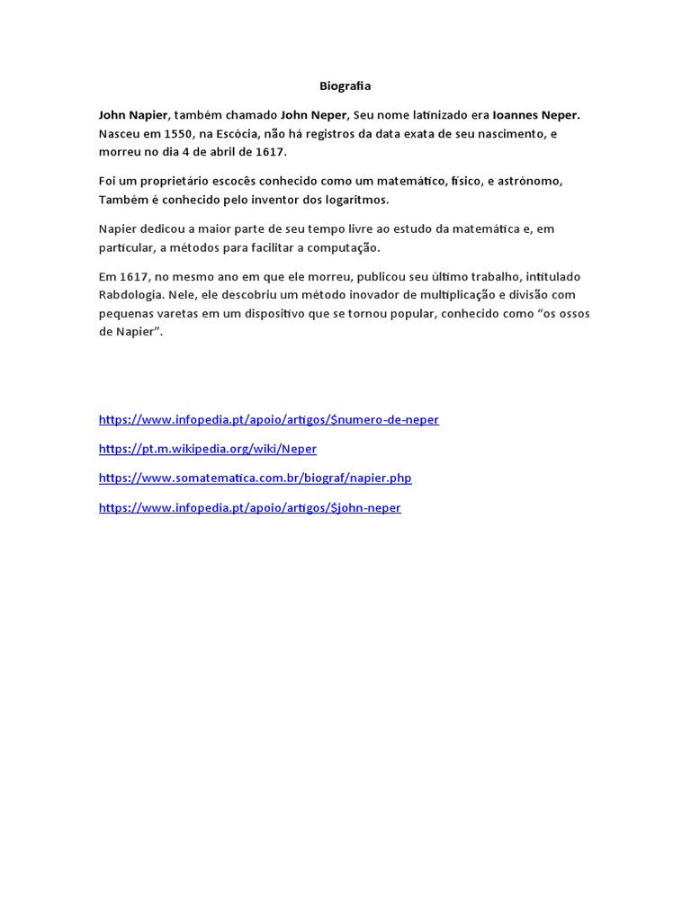 Biografia de John Napier | PDF