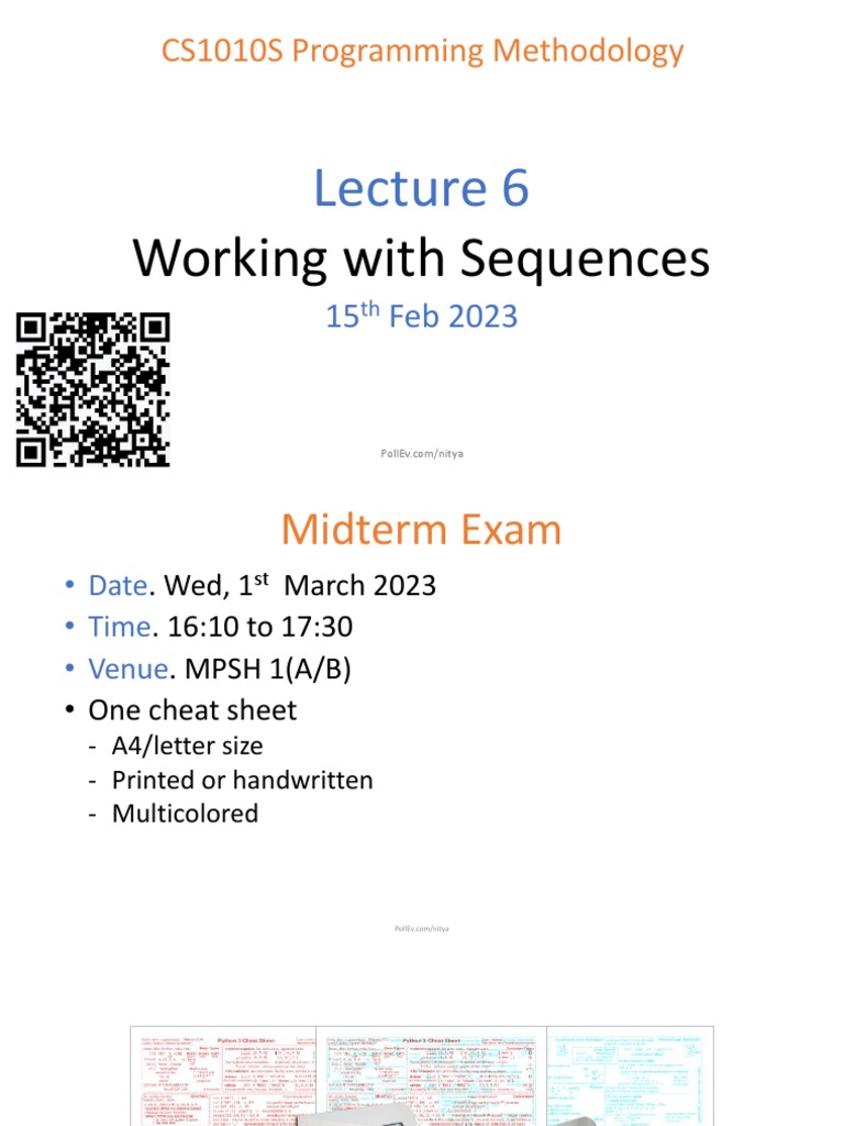 CS1010S: Sequences & Trees | PDF | Computer Science | Computing