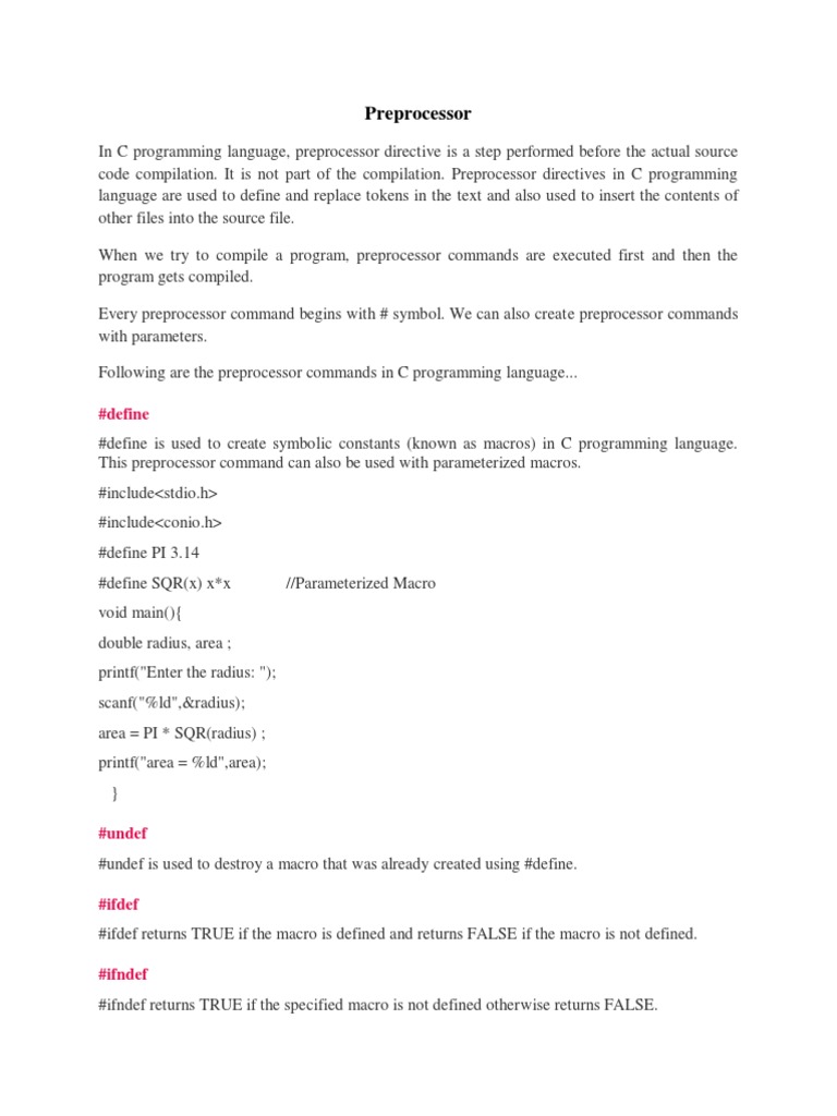 Preprocessor Unit 3 PDF | PDF