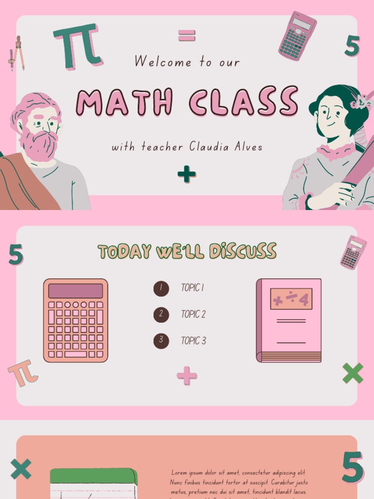 Pink Green Bright Aesthetic Playful Math Class Presentation PDF | PDF