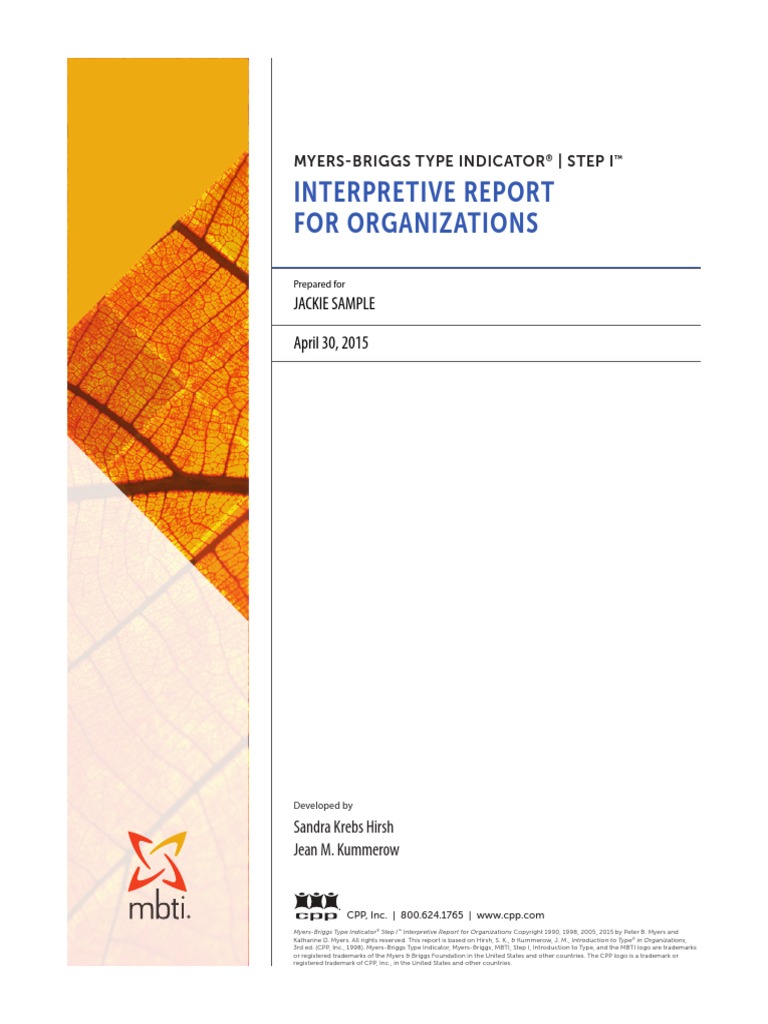 Form M Step I Interpretive Report For Organizations PDF | PDF