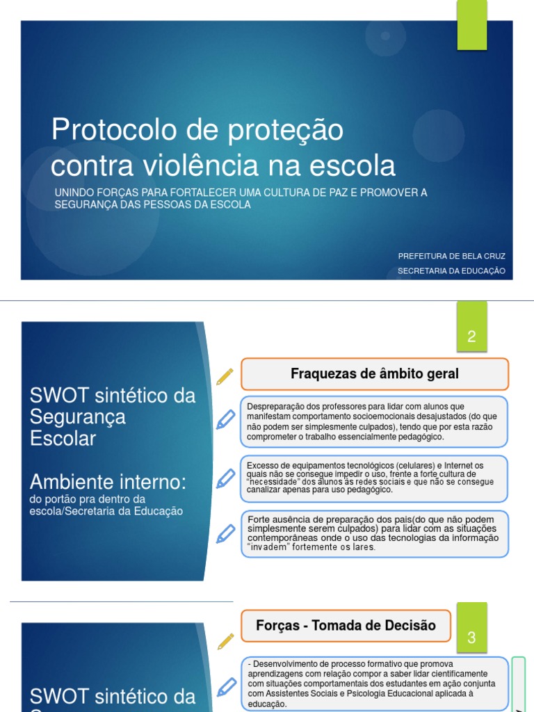 Protocolo Para Segurança Escolar Pdf Pdf Pedagogia Análise Swot