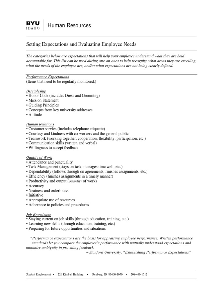Setting Expectations PDF | PDF