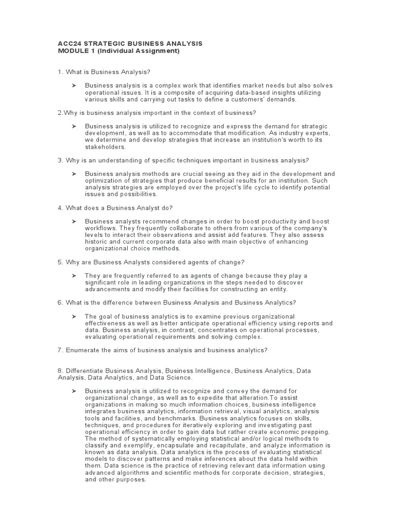 SBA Module 1 Individual Assignment | PDF | Business Analysis | Analytics