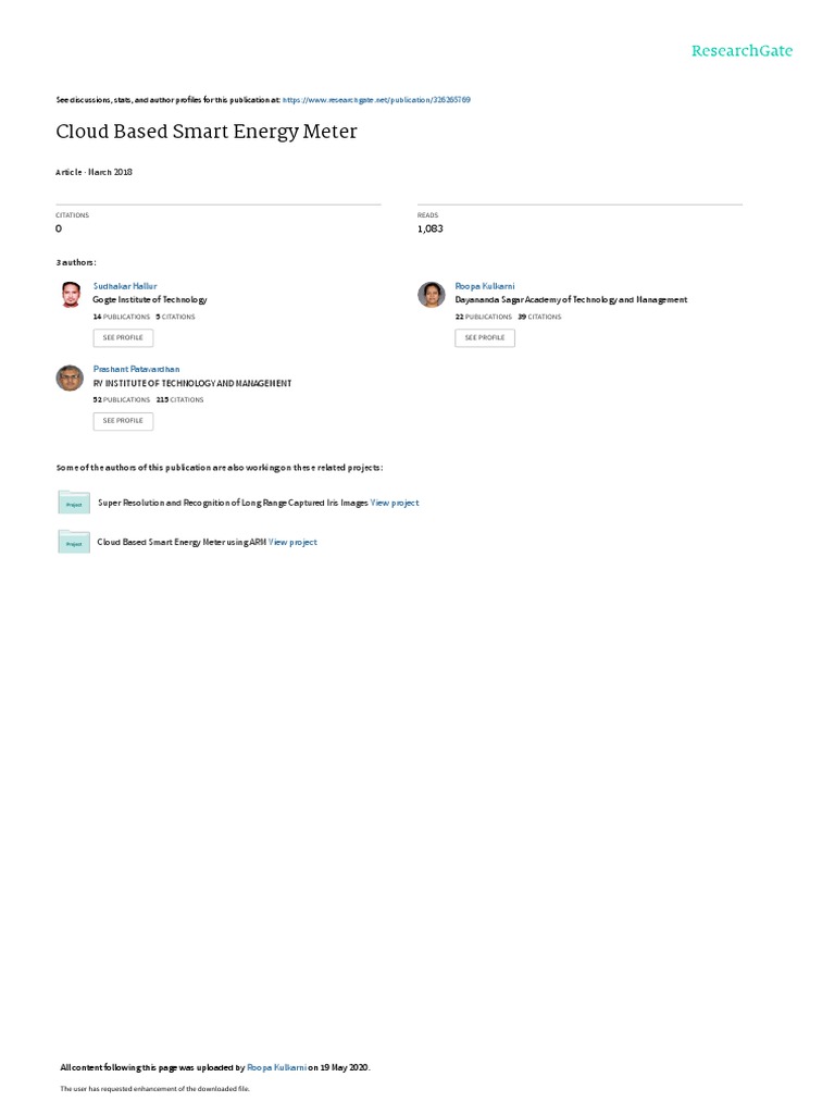 Cloud Based Smart Energy Meter Pdf Pdf Analog To Digital Converter