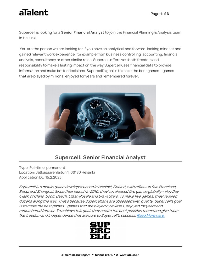 2023 2 Supercell Financial Analyst Job Ad | PDF