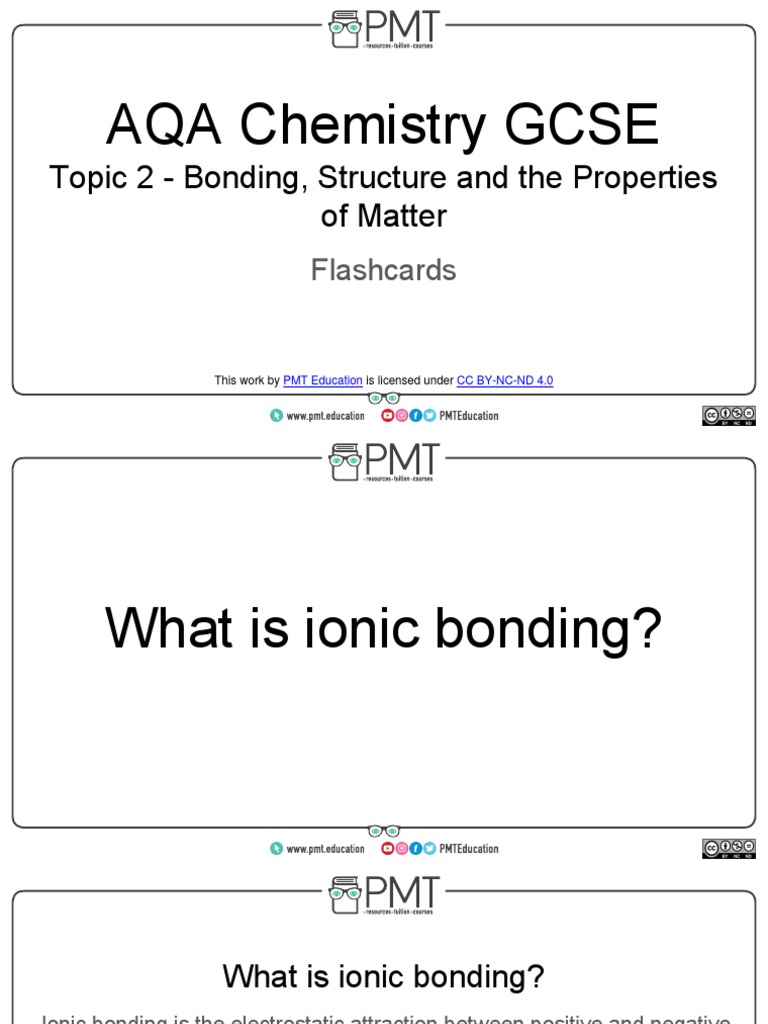 Flashcards Topic 02 Bonding Structure And The Properties Of Matter Aqa Chemistry Gcse Pdf Pdf