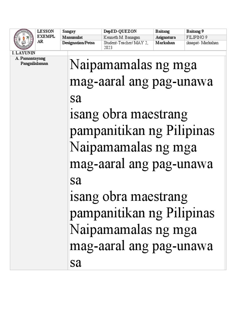 LESSON - EXEMPLAR - Noli Me Tangere Mga Tala Sa Buhay Ni Rizal | PDF LESSON - EXEMPLAR - Noli Me Tangere Mga Tala Sa Buhay Ni Rizal | PDF