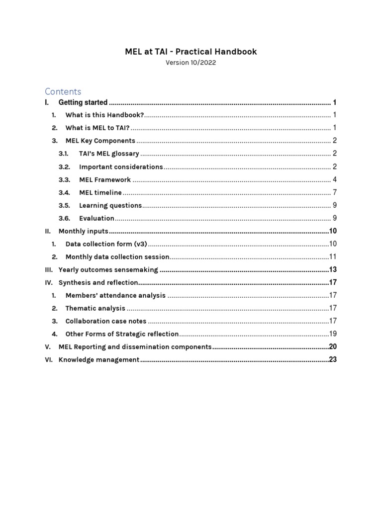 MEL Guide for TAI Secretariat | PDF