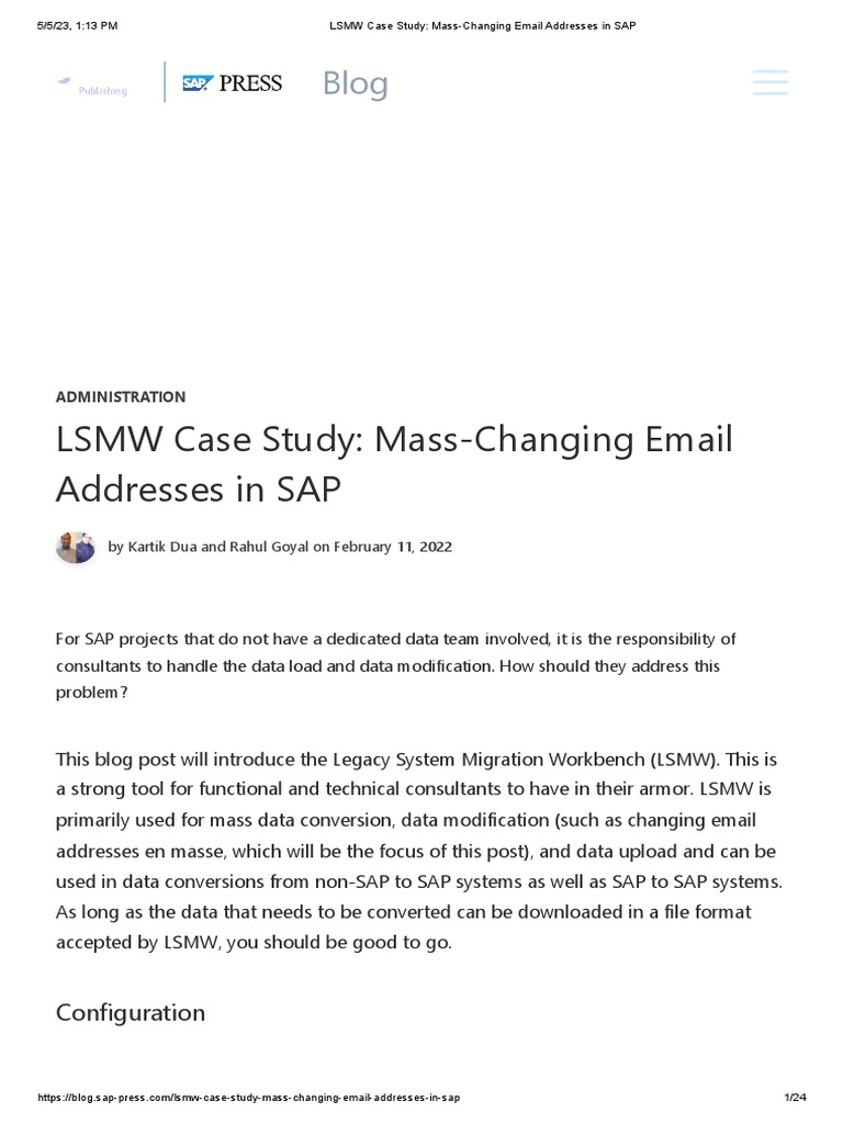LSMW Case Study - Mass-Changing Email Addresses in SAP PDF | PDF | Computers