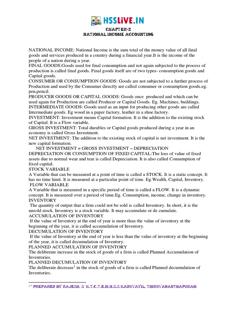 Hsslive-XII-Eco-Macro-ch2-National-income.pdf | PDF | Gross Domestic Product | Capital (Economics)