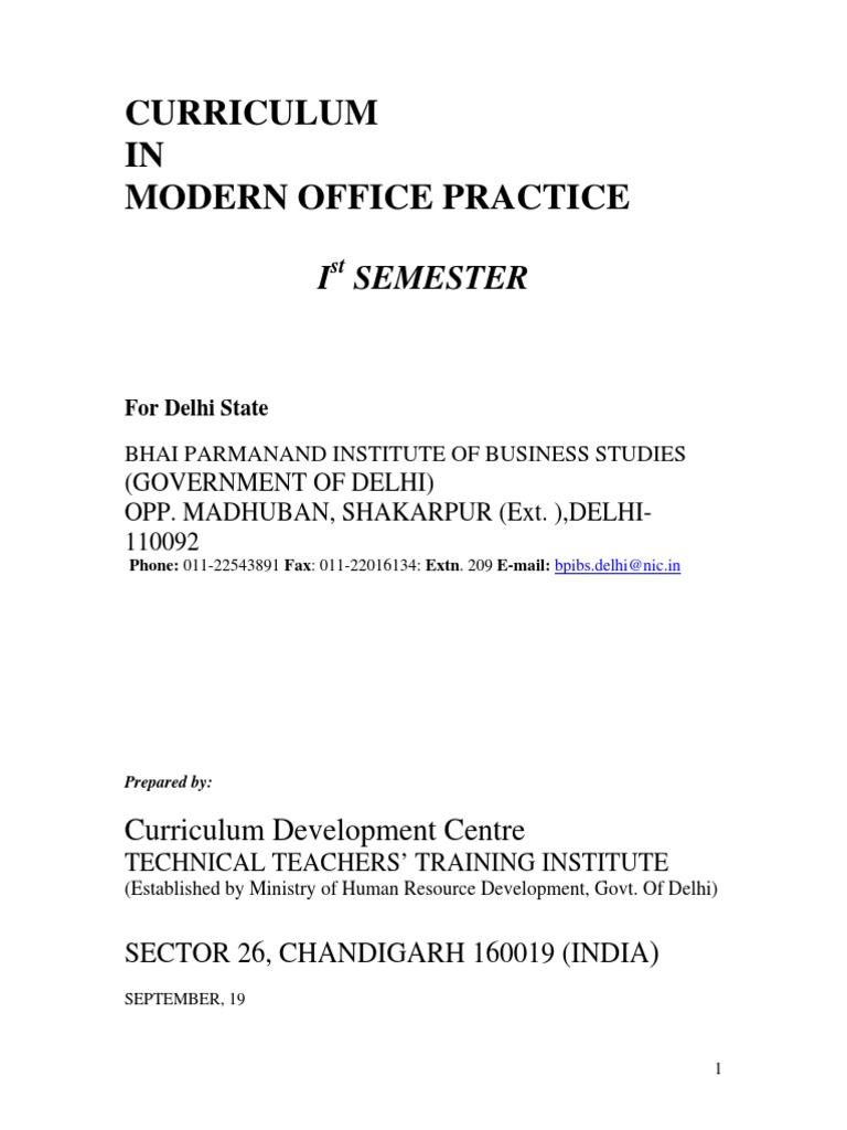 Modern Office Practice Curriculum Overview | PDF