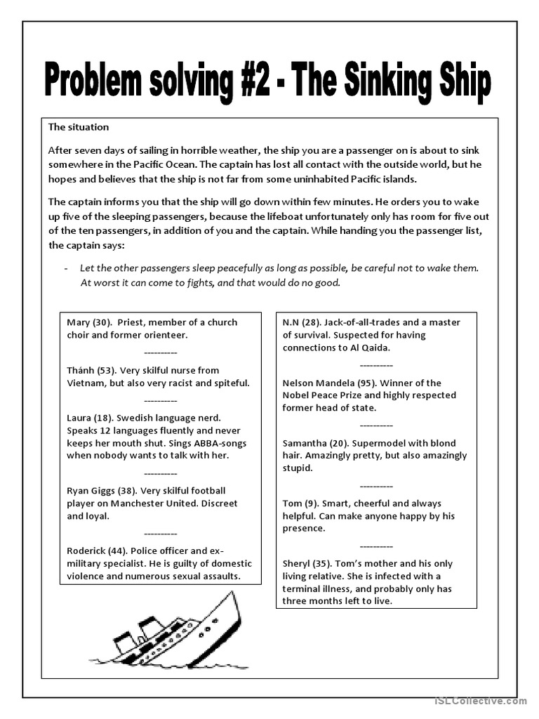 Sinking Ship Survival Activity | PDF