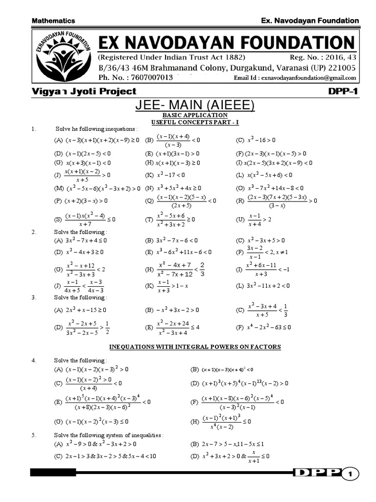 Jee-Main (Aieee) : Vigyan Jyoti Project DPP-1 | PDF