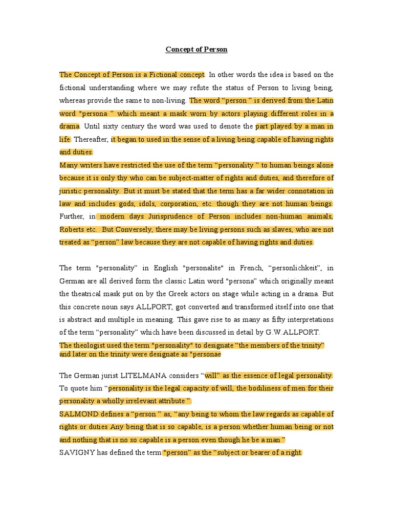 The Concept of Person in Law: Analyzing the Historical Evolution and ...