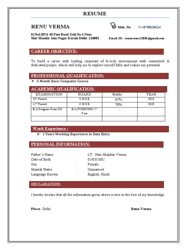 Resume Renu Verma | PDF