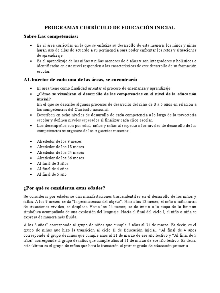 Programa Curriculo de Educacion Inicial PDF | PDF