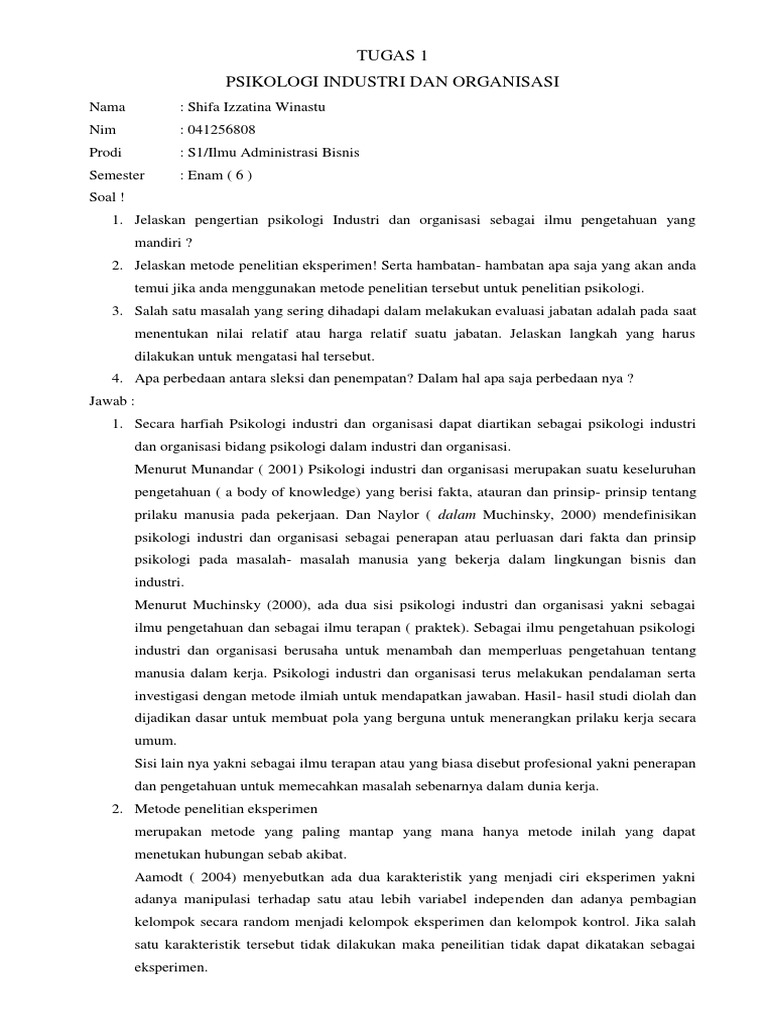 Tugas 1 Pio | PDF | Pengembangan Diri