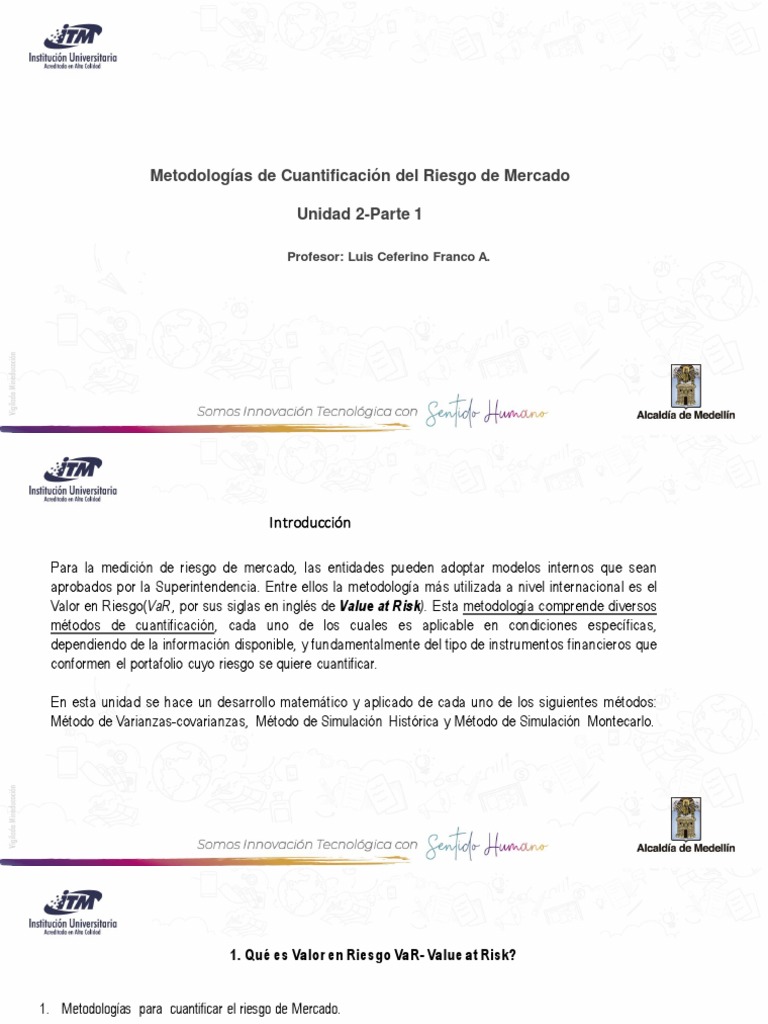RIESGO DE MERCADO Y LIQUIDEZ-ITM-Unidad 2 Parte 1 PDF | PDF