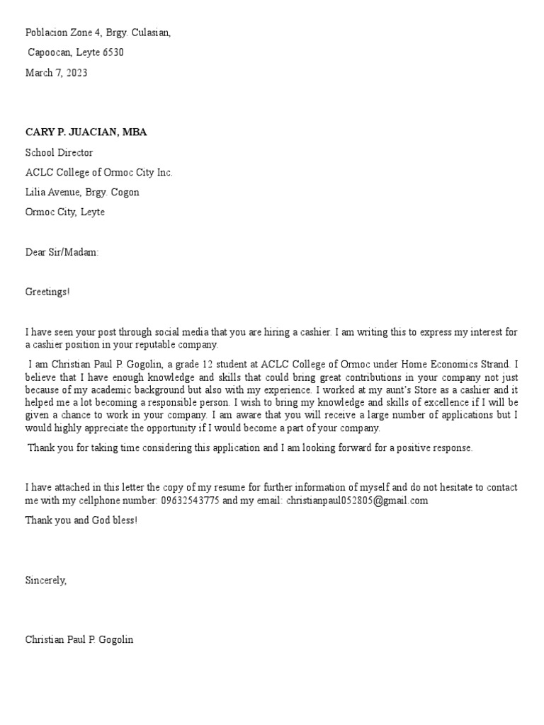 Application Letter.docx | PDF