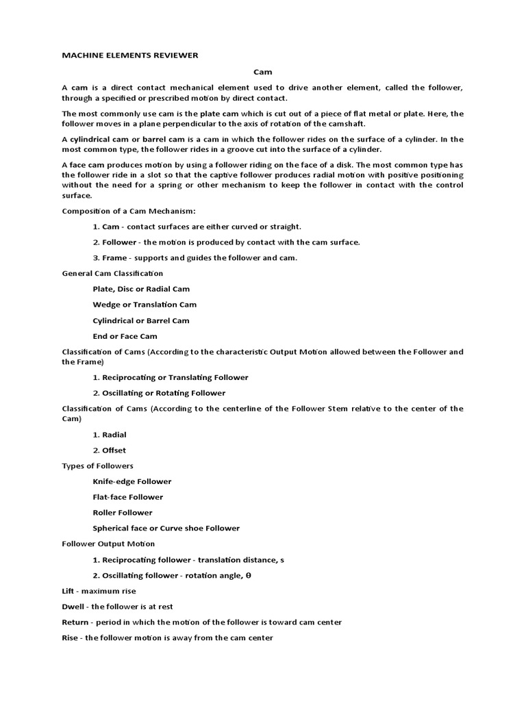 Machine Elements Reviewer | PDF | Belt (Mechanical) | Acceleration