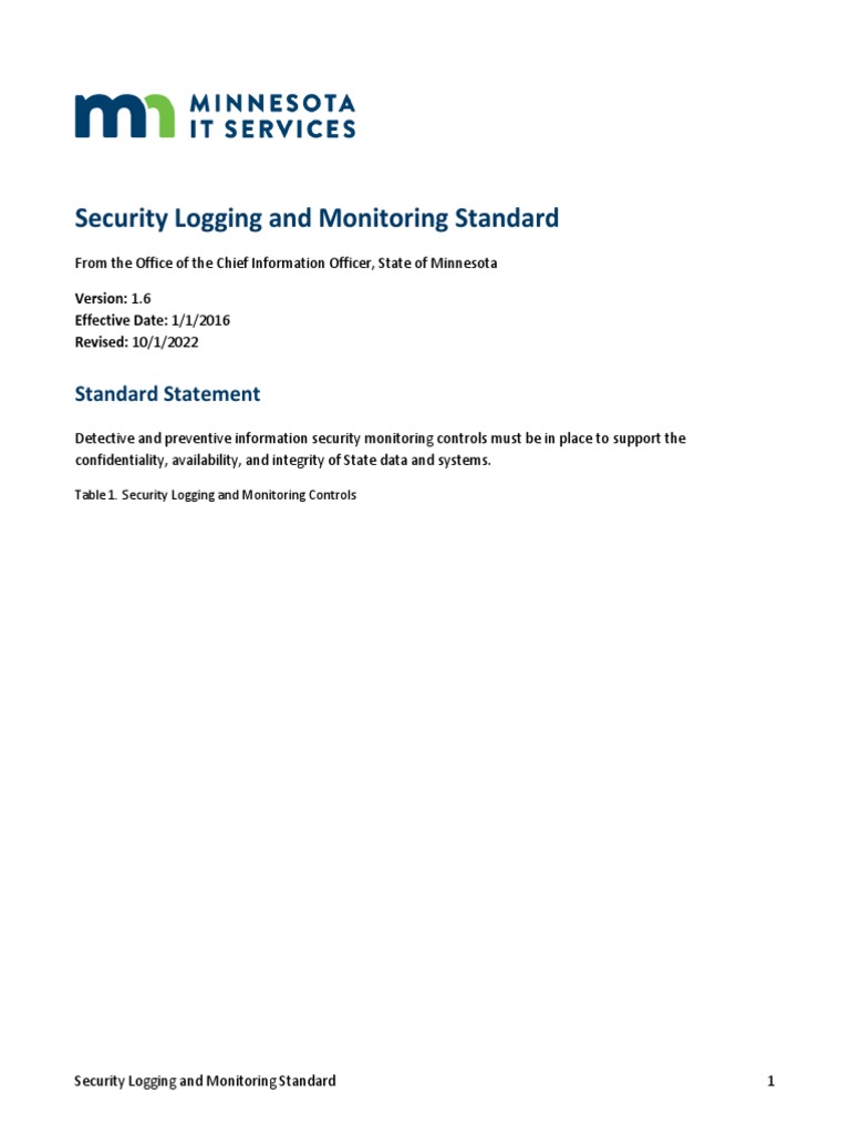 Security Logging and Monitoring Standard - tcm38-323794 | PDF