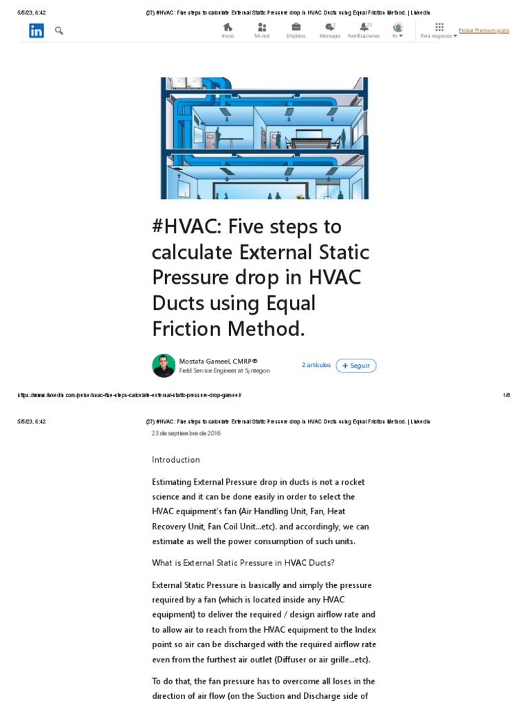 #HVAC - Five Steps To Calculate External Static Pressure Drop in HVAC ...