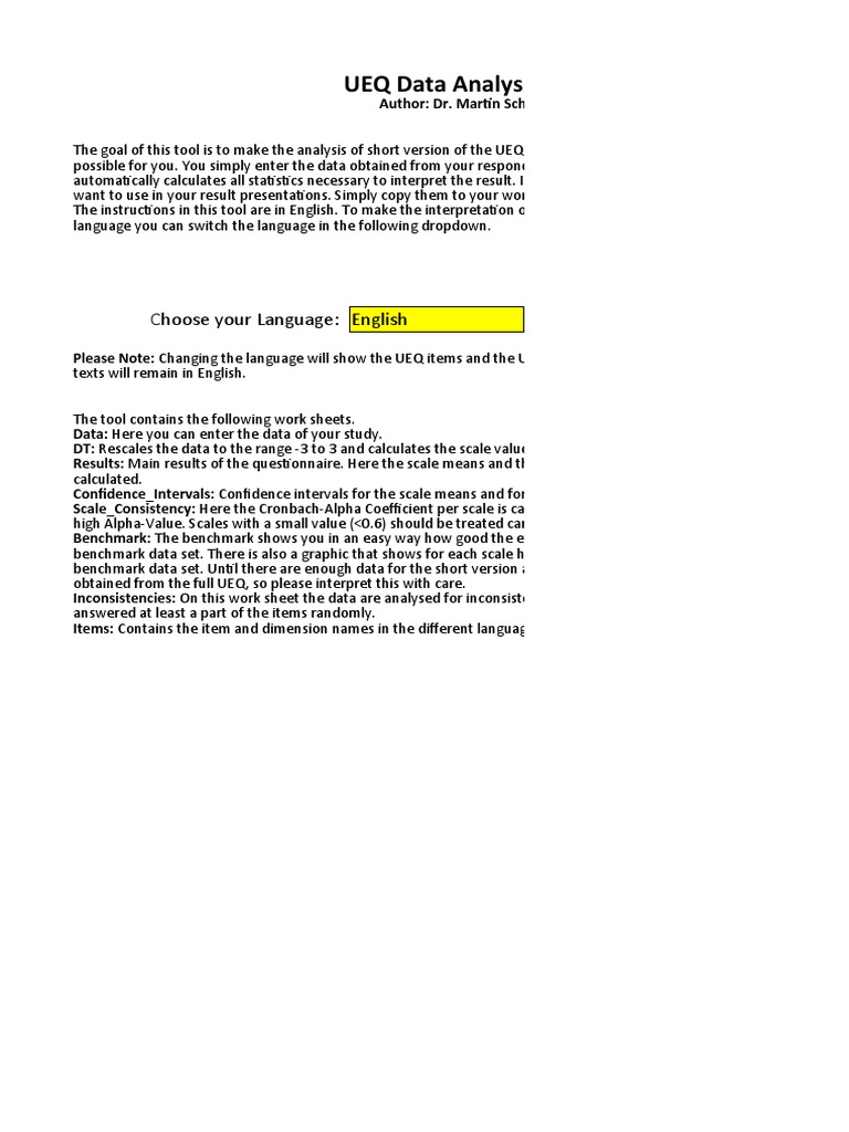 Short UEQ Data Analysis Tool | PDF | Standard Error | Standard Deviation