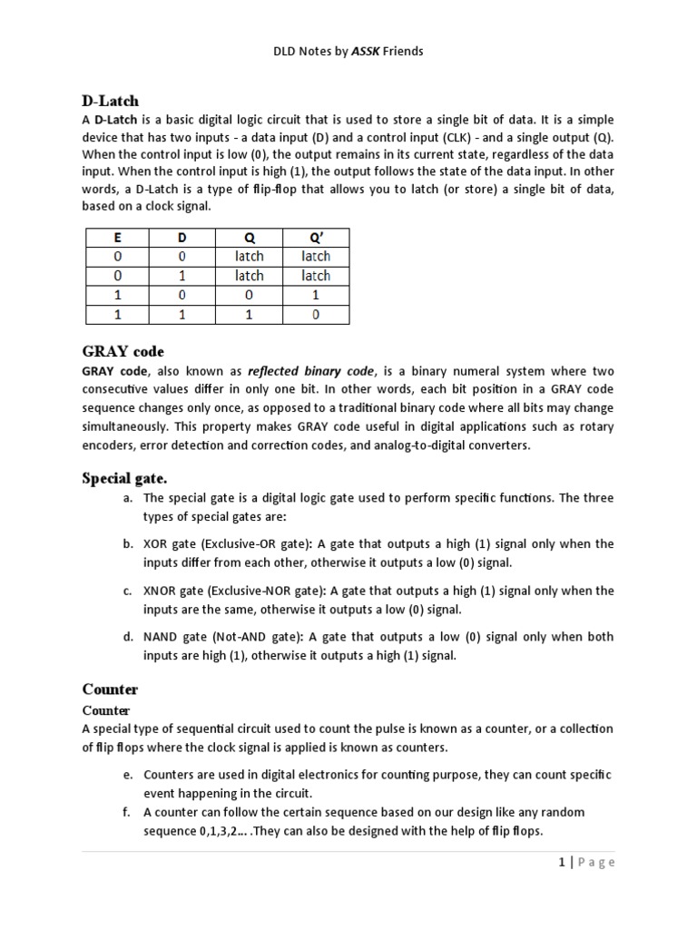 DLD Complete Notes | PDF | Logic Gate | Electronic Circuits