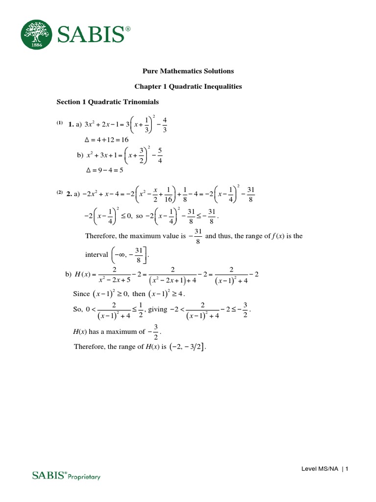 Pure Mathematics Course Questions Solutions PDF | PDF | Tangent | Slope