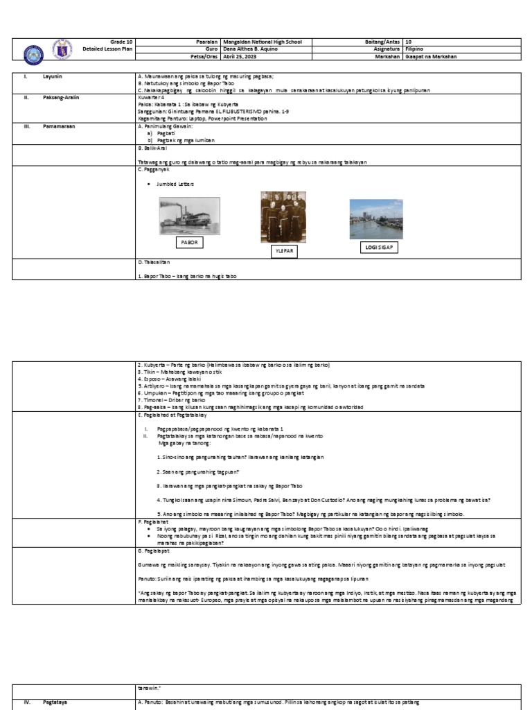 DLP El Filibusterismo Kabanata 1 | PDF