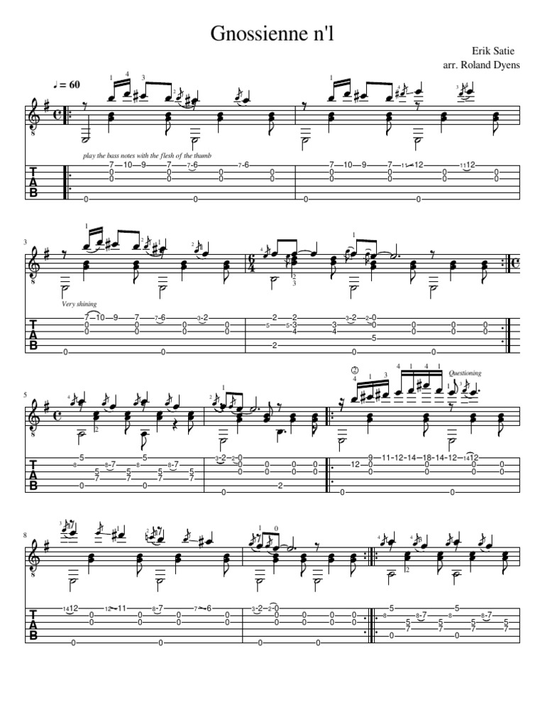 Gnossienne 1 - Er. Satie PDF | PDF | Works | Compositions