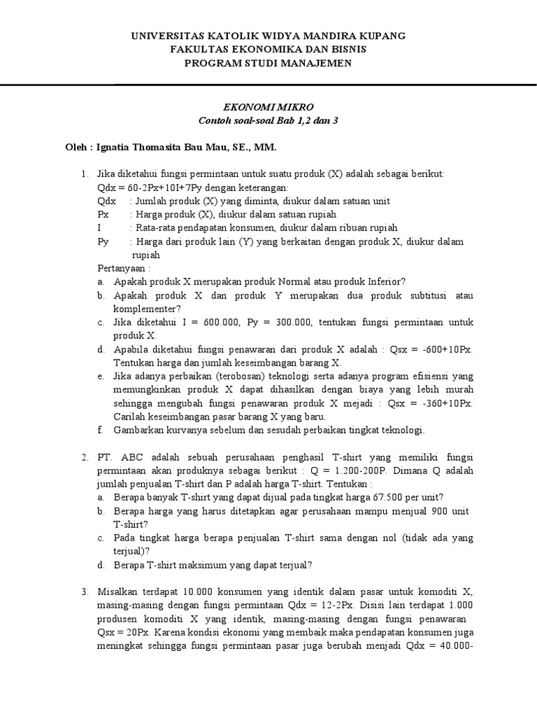 EKONOMI MIKRO - Soal | PDF