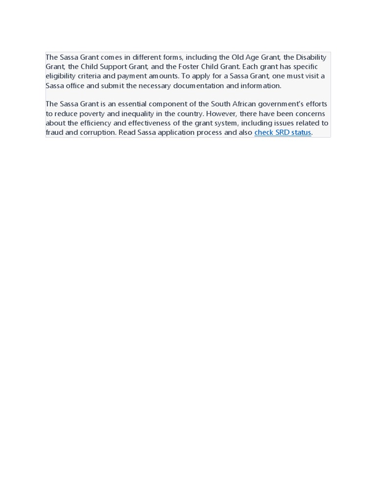Sassa Status Check | PDF