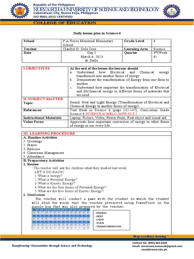 SLP-Grade-6-Science-ELECTRICAL AND CHEMICAL ENERGY TRANSFORMATION-WEEK ...