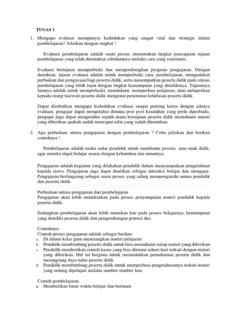Tugas 1 Evaluasi Pembelajaran Ekop PDF | PDF