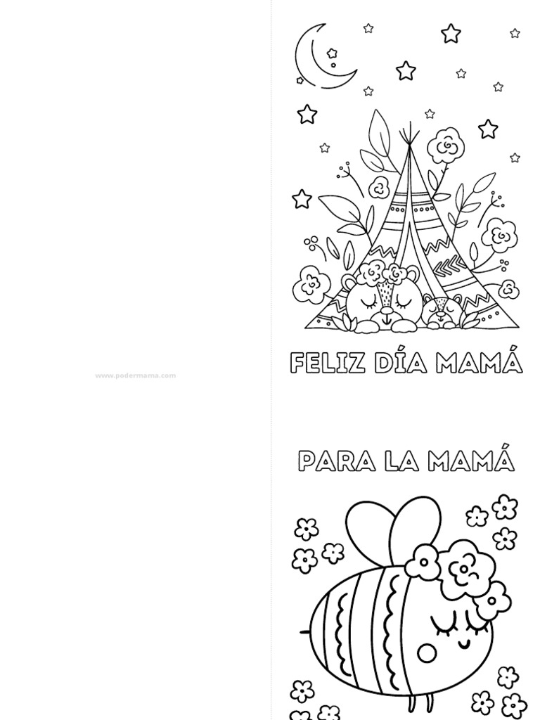 Tarjetas Del Día De Las Madres Para Imprimir Y Colorear Pdf Pdf