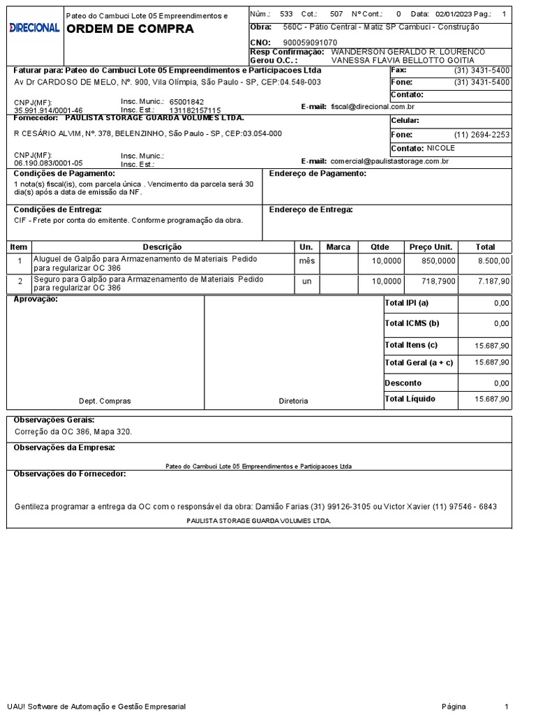 Ordem de Compra 533 PDF | PDF