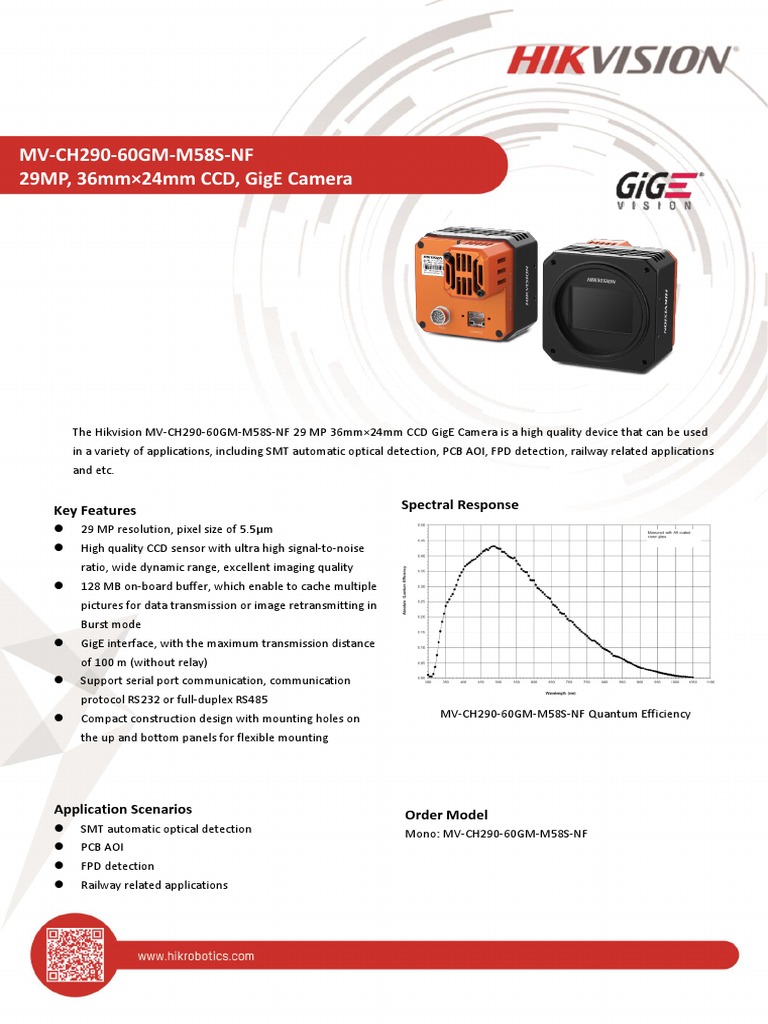 MV CH290 60GM M58S NF 29MP 36mm24mm CCD GigE Camera PDF | PDF