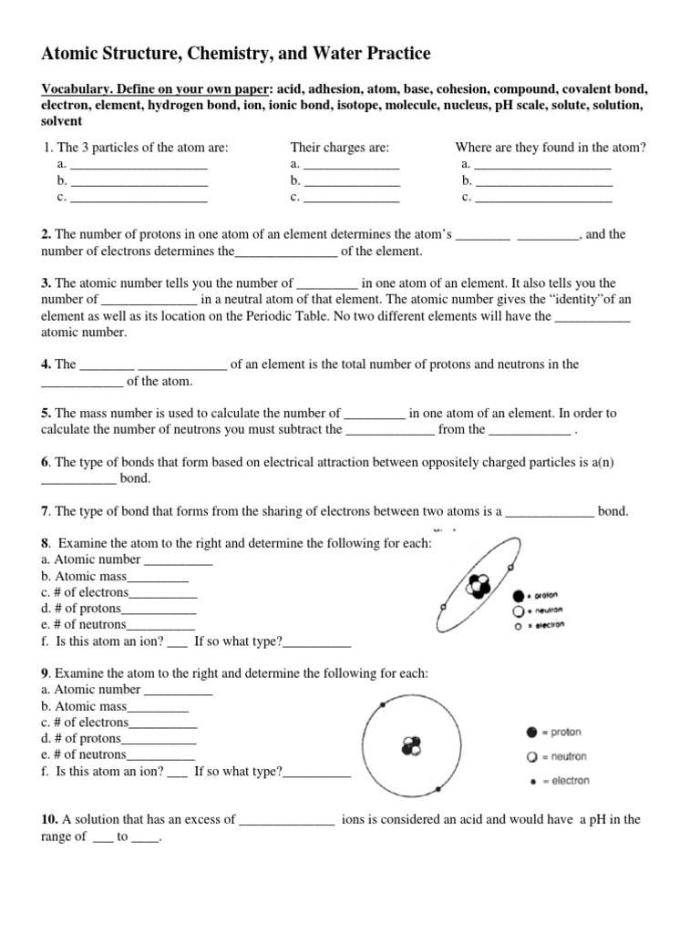 15 Atomic Structure Practice Worksheet | PDF